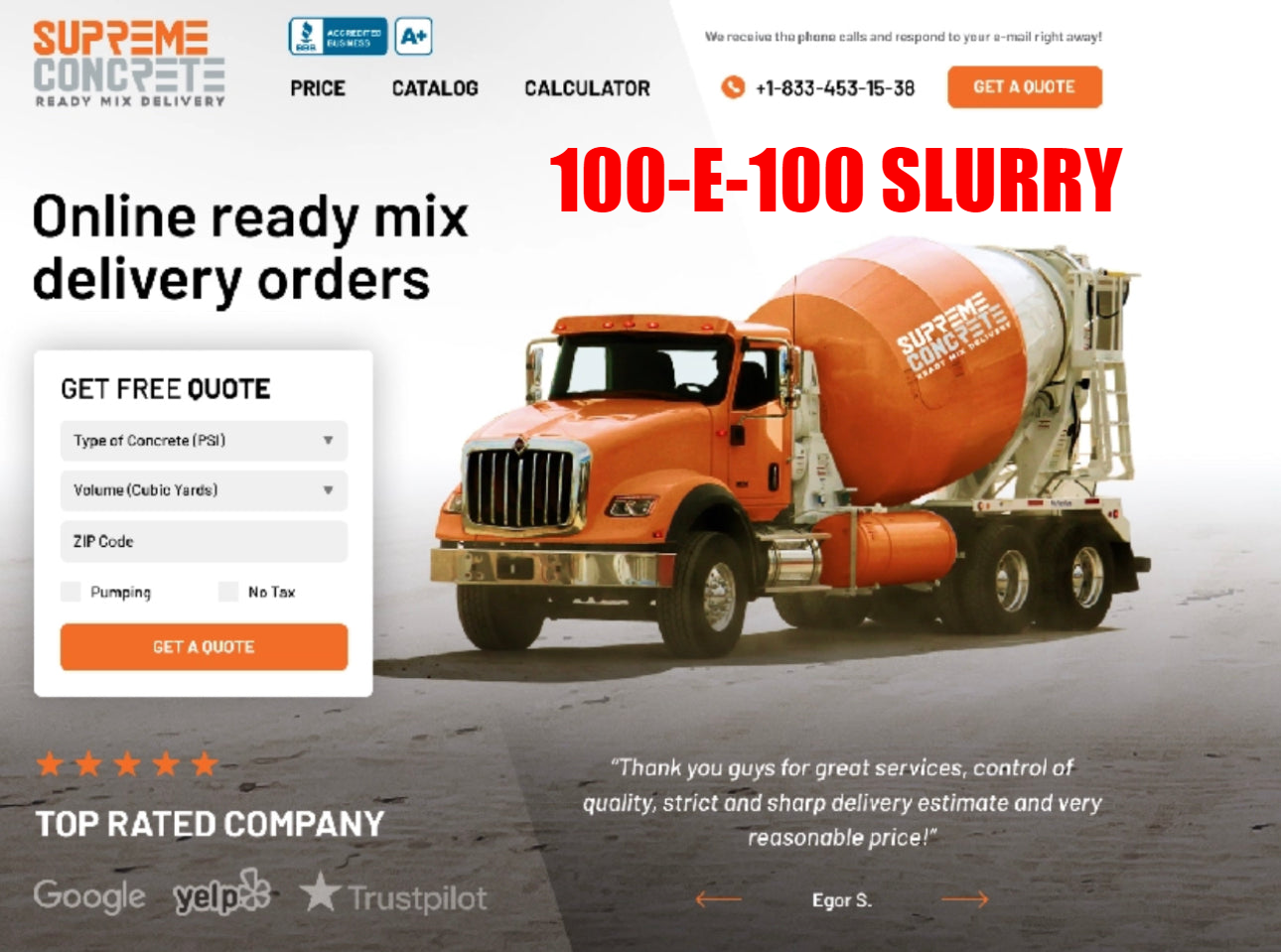 100-E-100 Slurry - SUPREME CONCRETE READY MIX CONCRETE