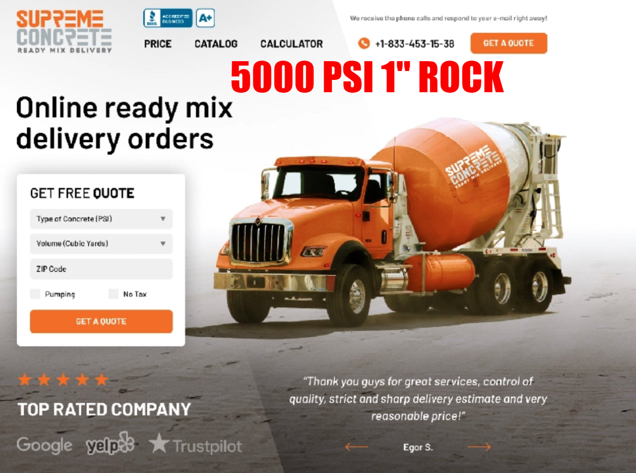 5000 PSI 1" ROCK - SUPREME CONCRETE READY MIX CONCRETE